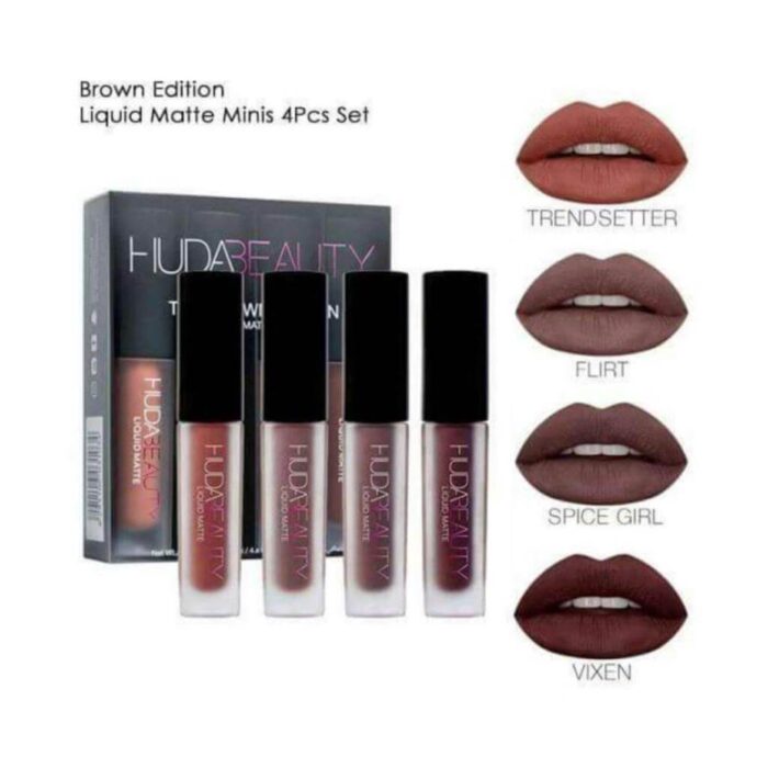 Huda Beauty Liquid Lipstick Set Brown Edition